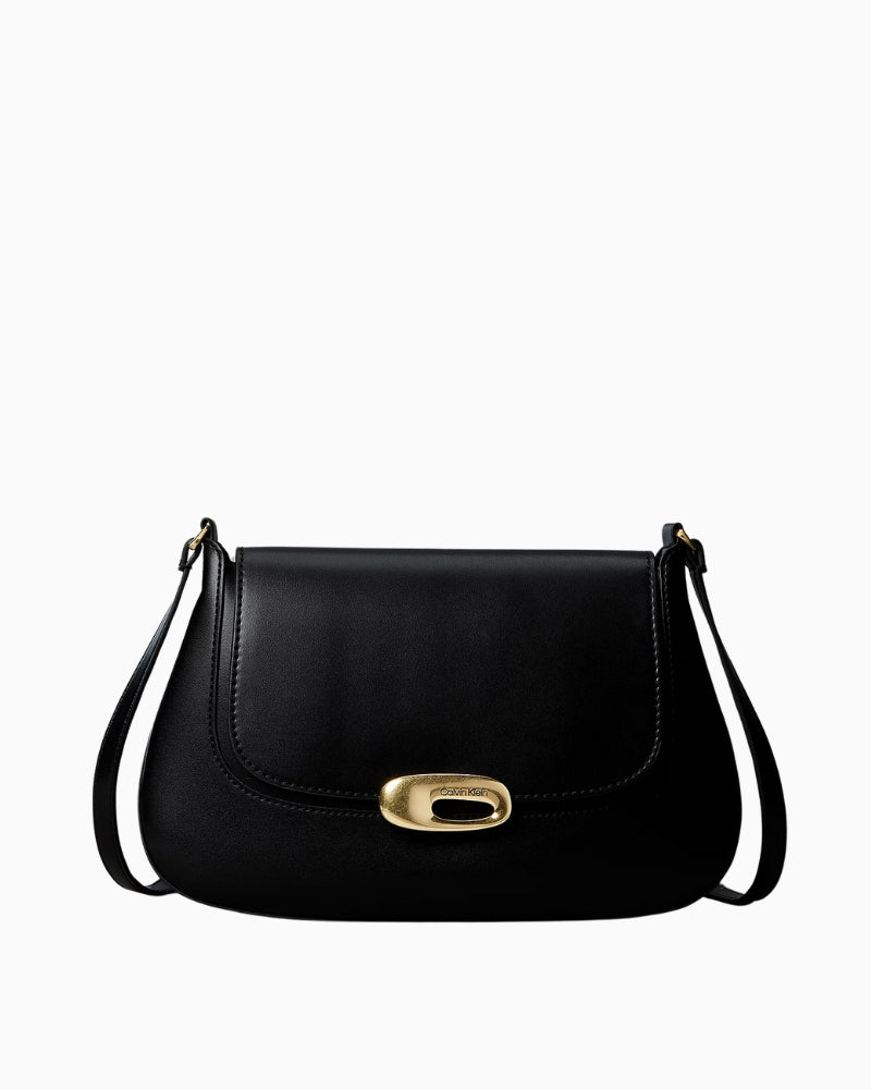 Calvin Klein Engraved Medium Flap Crossbody Bag Black | Áines Boutique ...